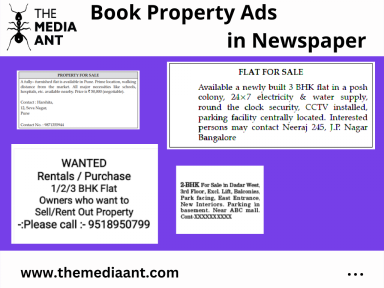 Book Property Ads in Newspaper | The Media Ant